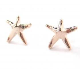 Small Starfish Star Shaped Stud Earrings In Light Bronze on Luulla