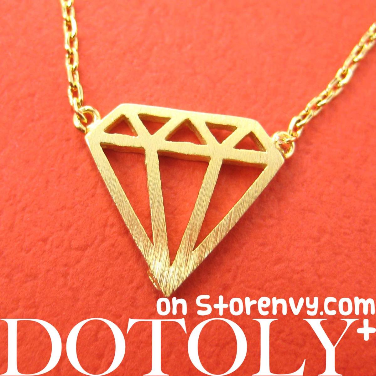 Simple Diamond Shaped Cut Out Necklace In Gold on Luulla