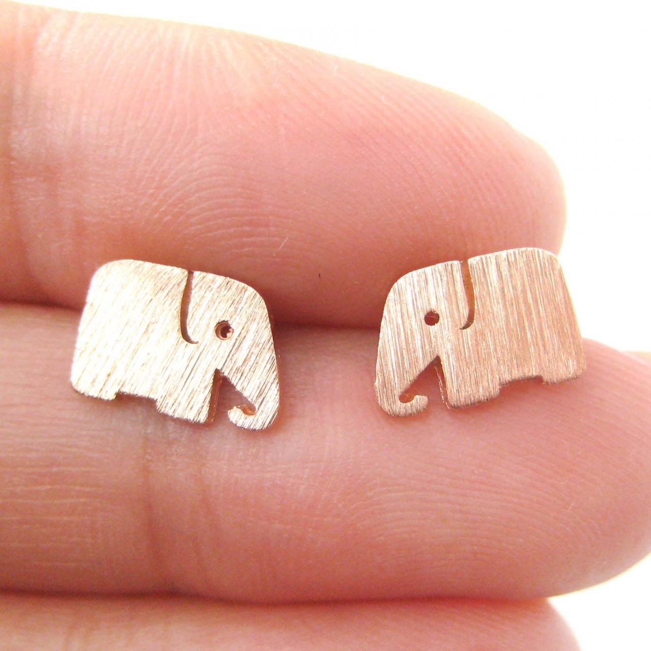 Cute Elephant Shaped Stud Earrings In Rose Gold | Allergy on Luulla